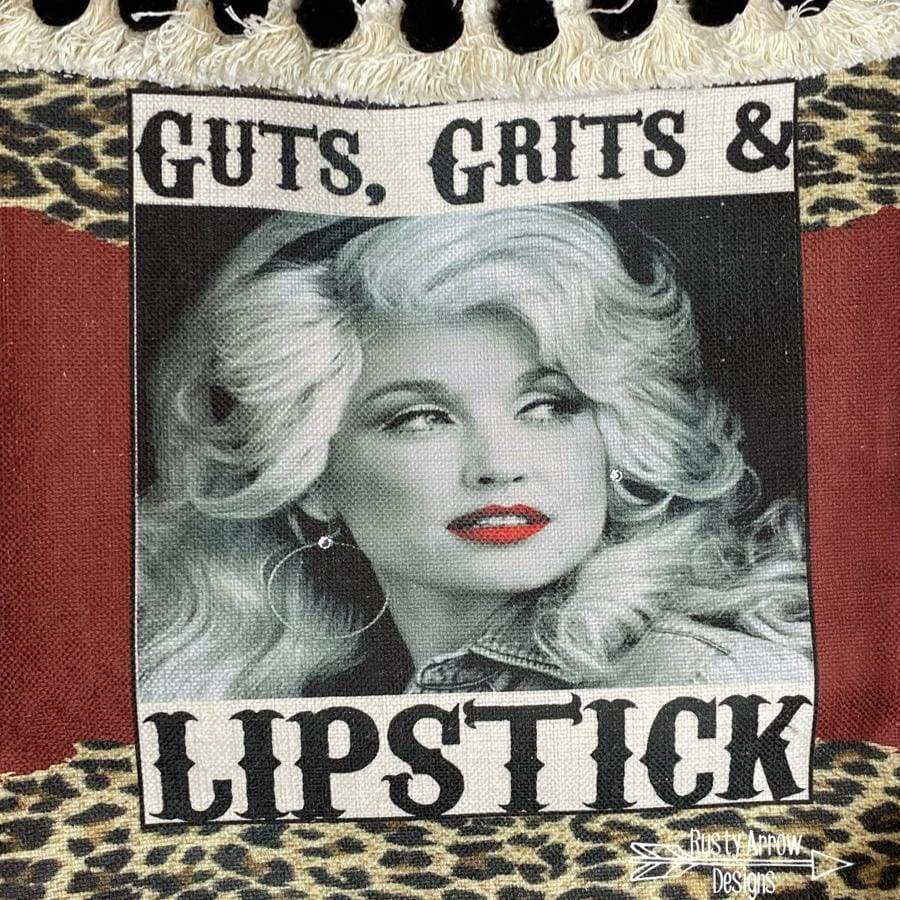 Rusty Arrow Designs - Guts Grits and Lipstick Linen Drawstring Backpack